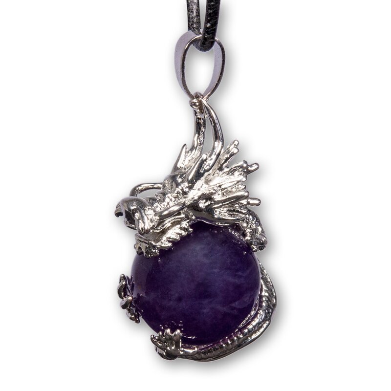 Drache Schmuck-Anhänger mit Amethyst-Kugel - HeilenMitSteinen.de | inter